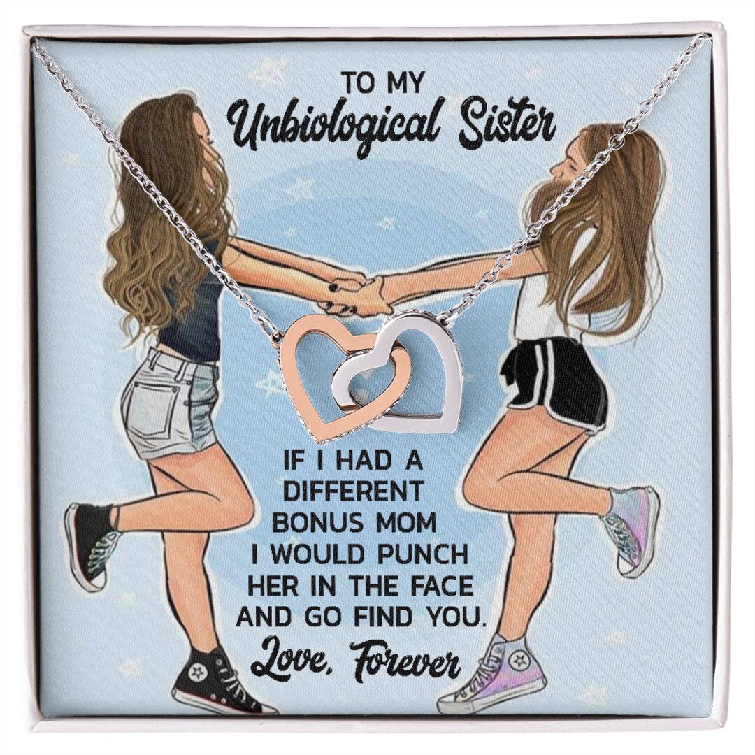 Unbiological Sister Interlocking Hearts Necklace Best Friends - Etsy