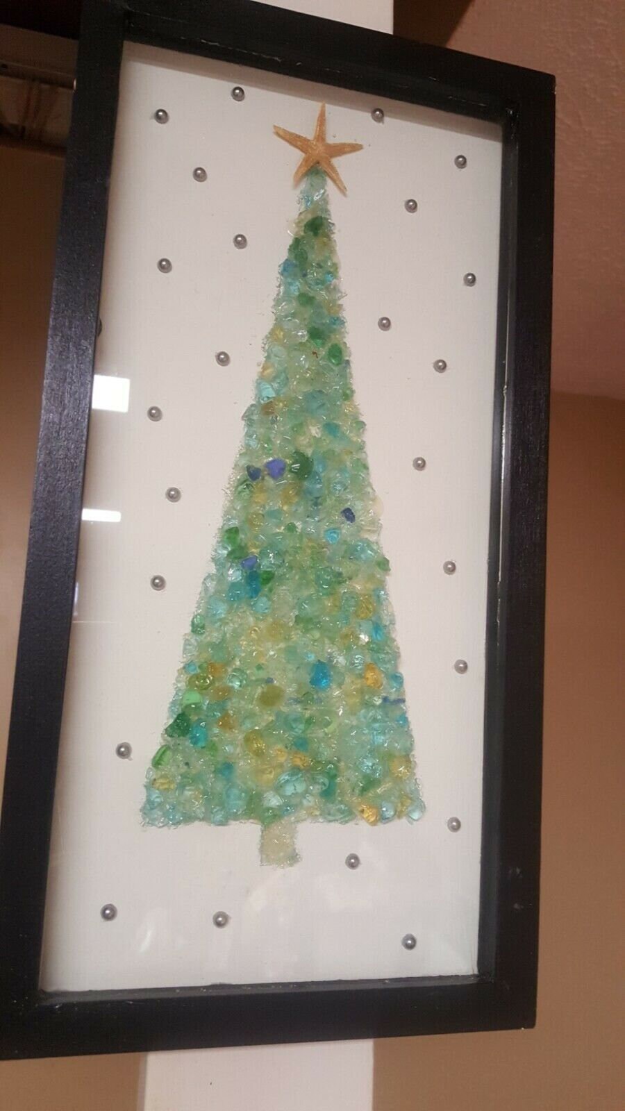 Handcrafted Crushed Glass Shadow Box Framed Christmas Tree Beautiful ...