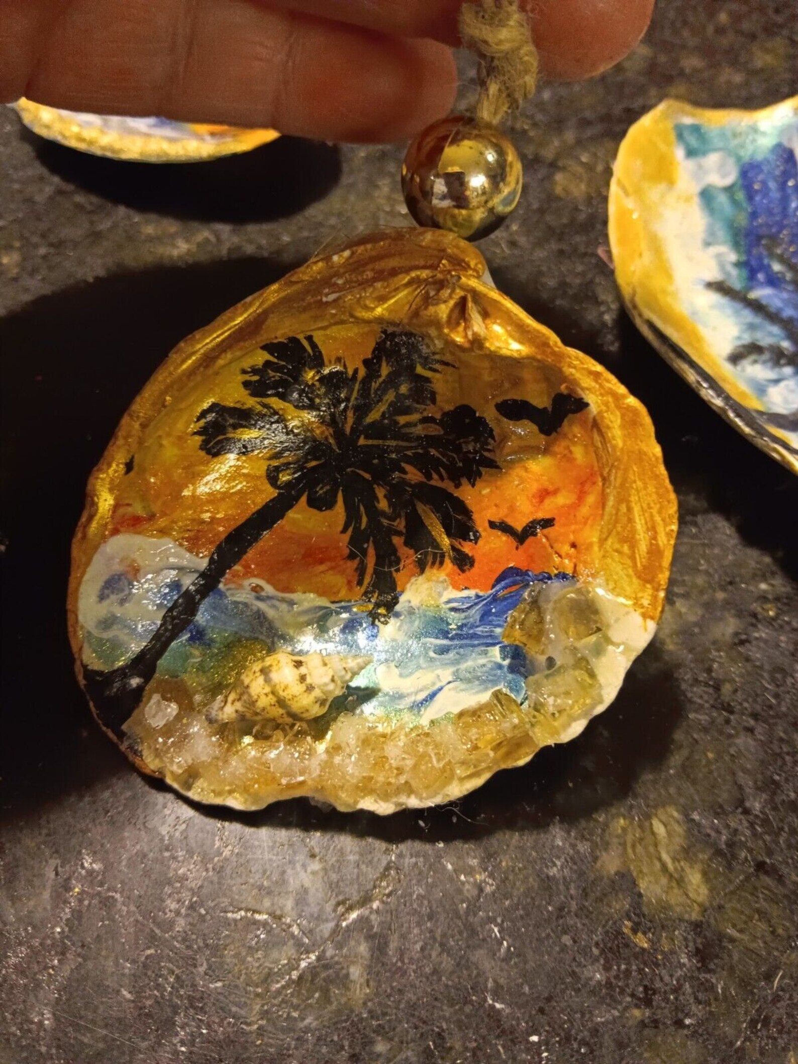 Hand Painted Ocean Themed Sea Shell Ornaments - Etsy