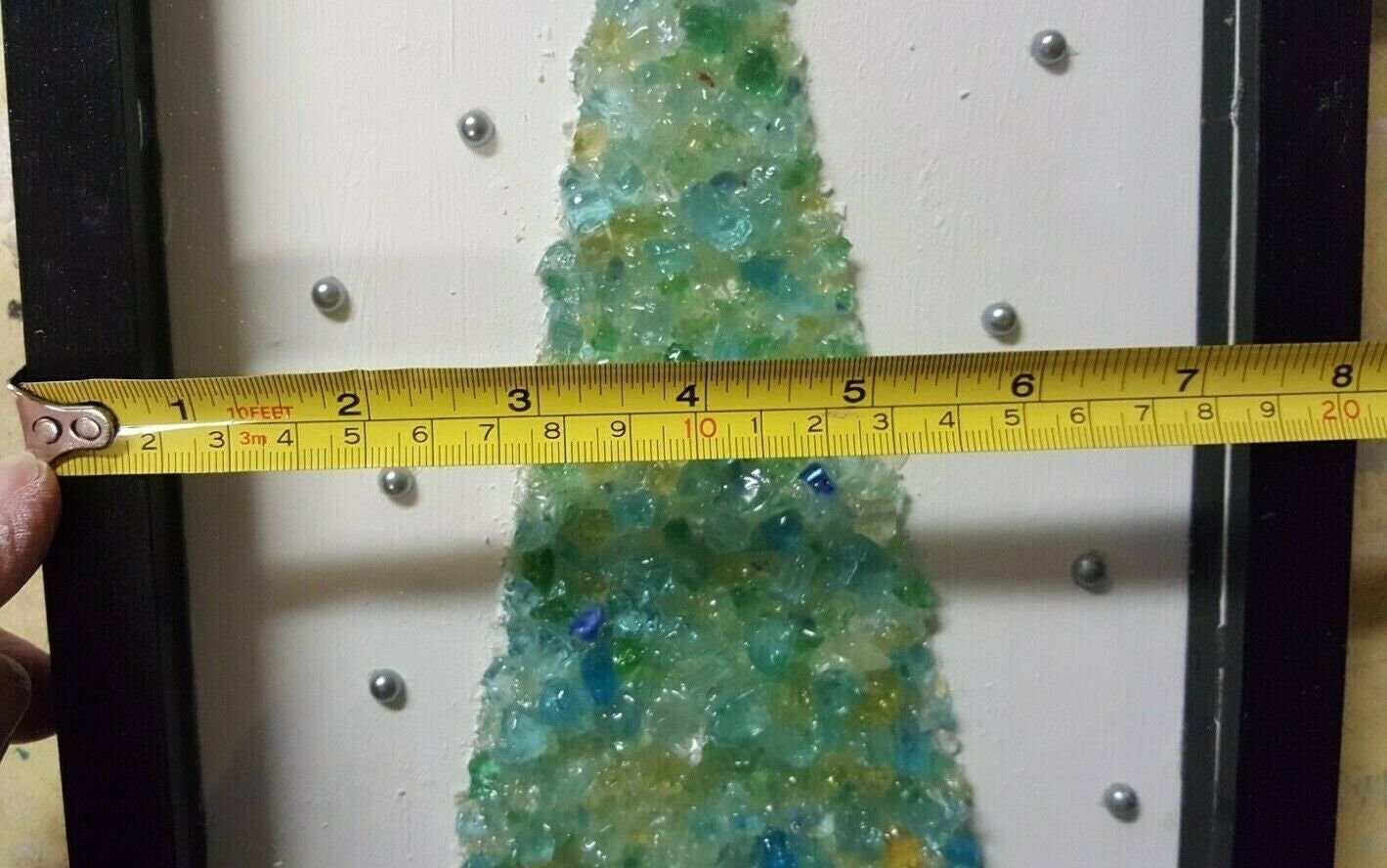 Handcrafted Crushed Glass Shadow Box Framed Christmas Tree Beautiful ...