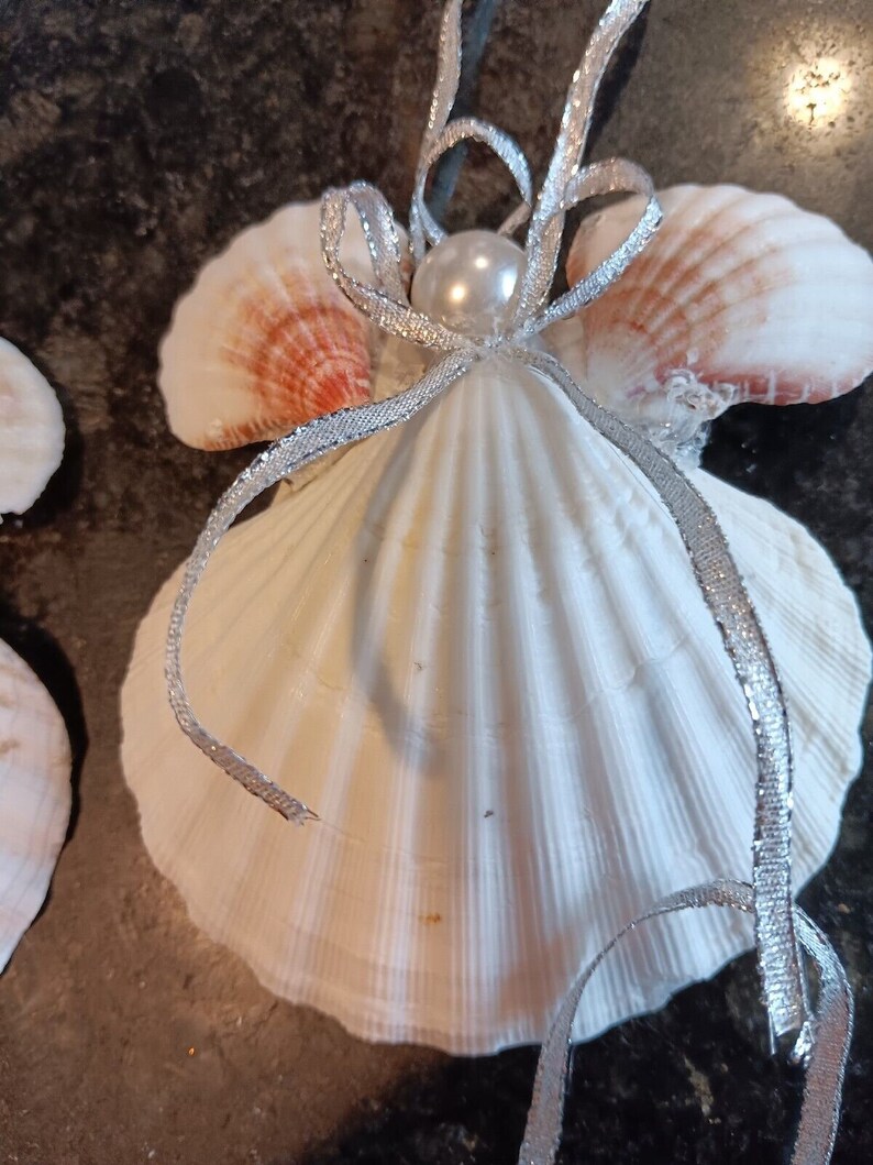 Lot of 4 Larger Shell Angel Ornaments, Hand Made White Beach Angels - Etsy