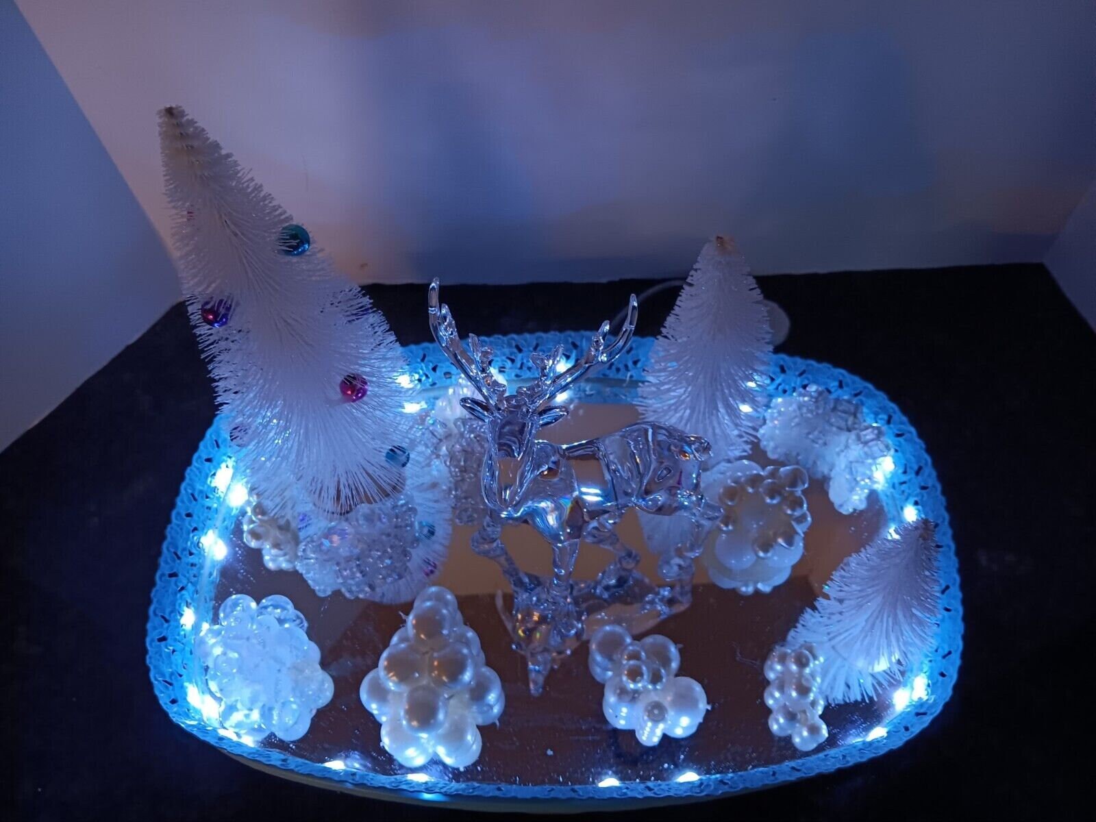 Handmade Snow Scene W/ Deer, Trees, Snow Piles on Lighted Updated ...