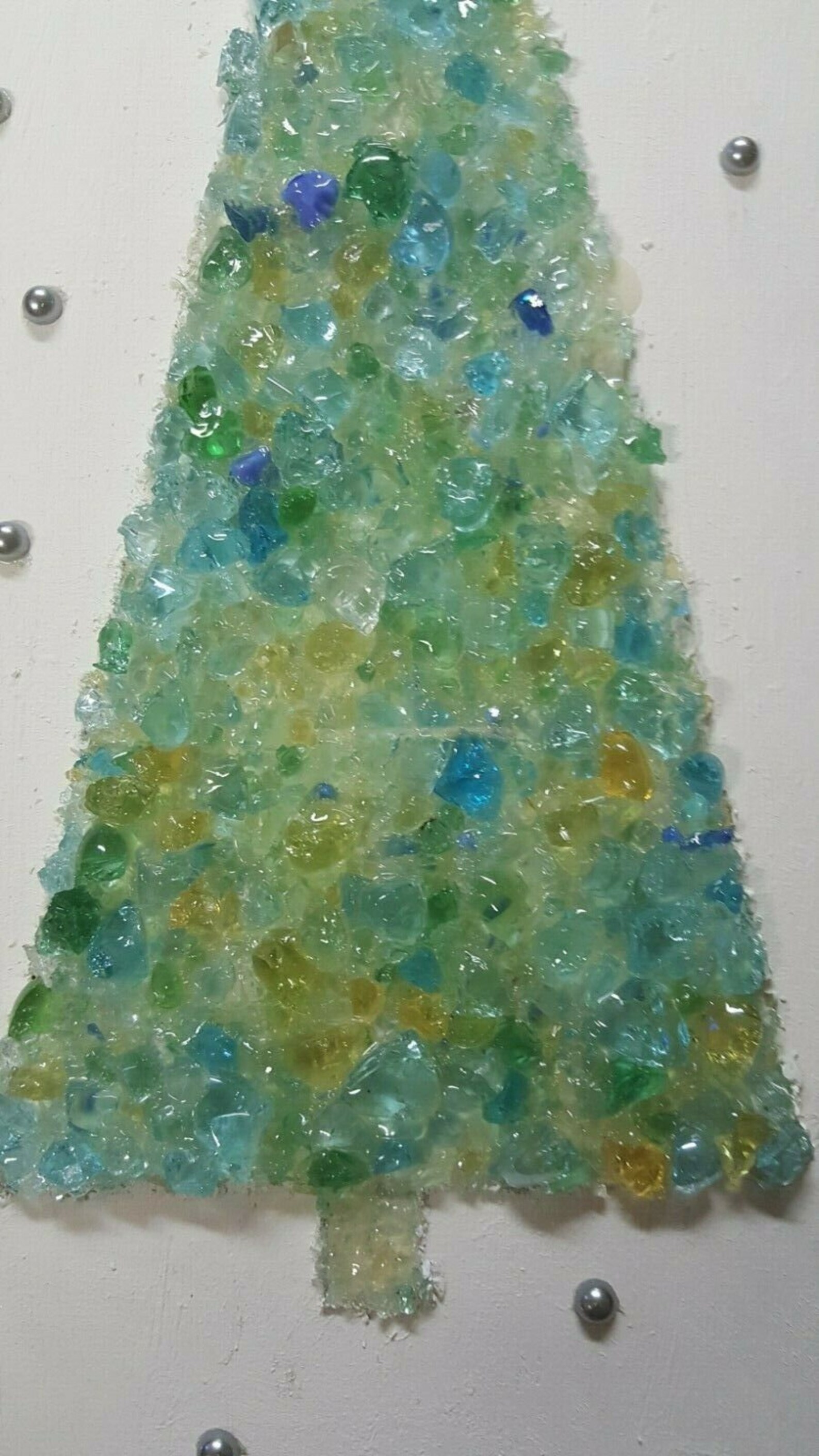 Handcrafted Crushed Glass Shadow Box Framed Christmas Tree Beautiful ...