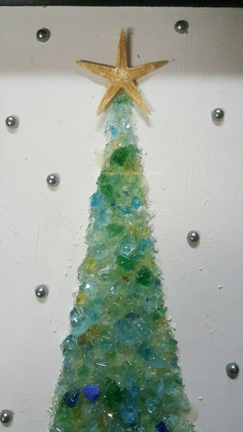 Handcrafted Crushed Glass Shadow Box Framed Christmas Tree Beautiful ...