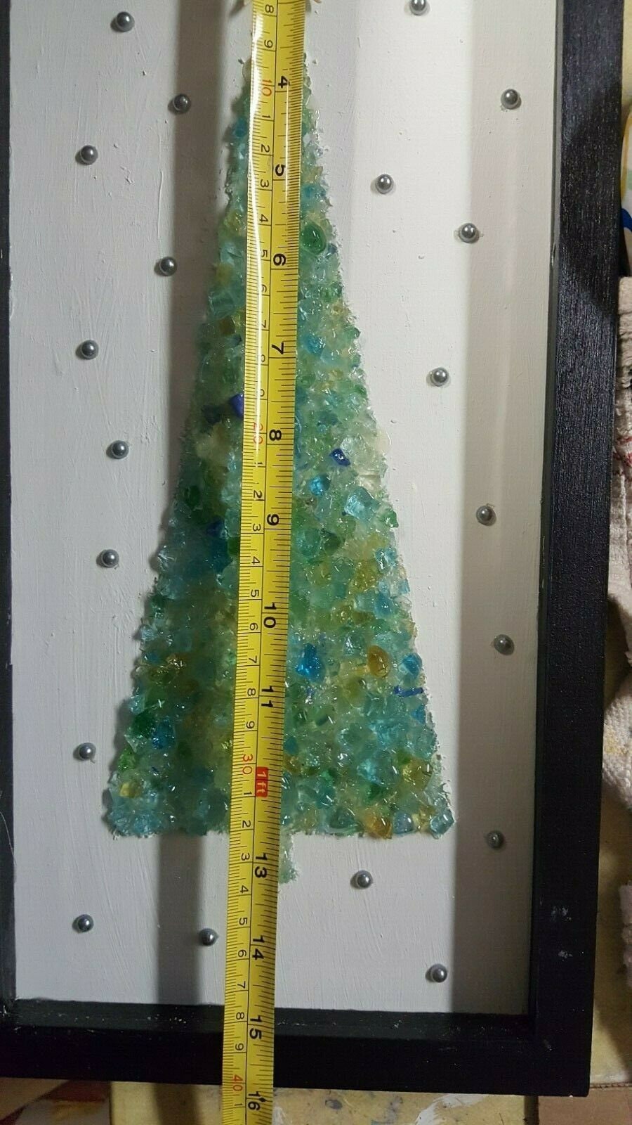 Handcrafted Crushed Glass Shadow Box Framed Christmas Tree Beautiful ...