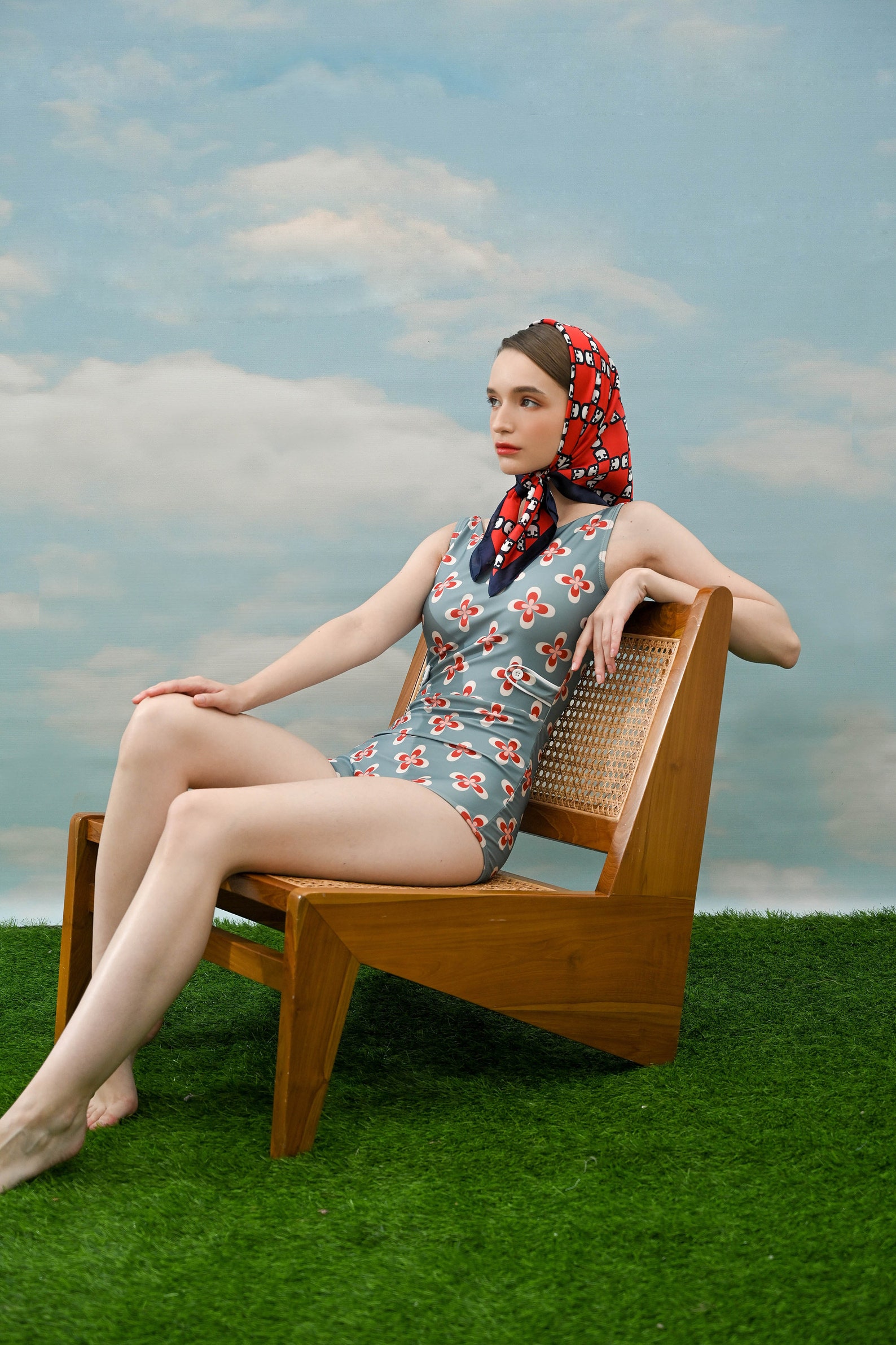 1960s One Piece Swimsuit, Geometric Floral Print, Retro Bathing Suit - Etsy