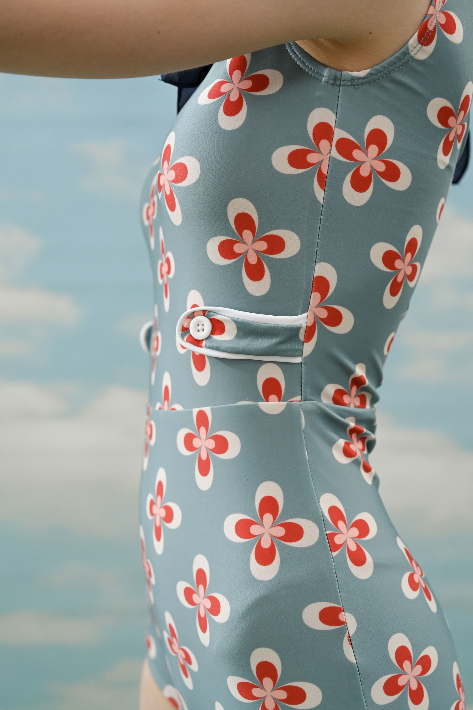 1960s One Piece Swimsuit, Geometric Floral Print, Retro Bathing Suit - Etsy