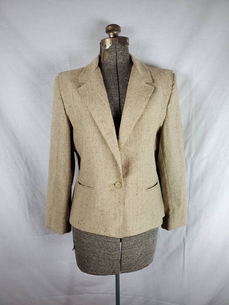 Vintage 80s / 90s Michelle Stuart Beige W/ Brown Flecks Linen - Etsy