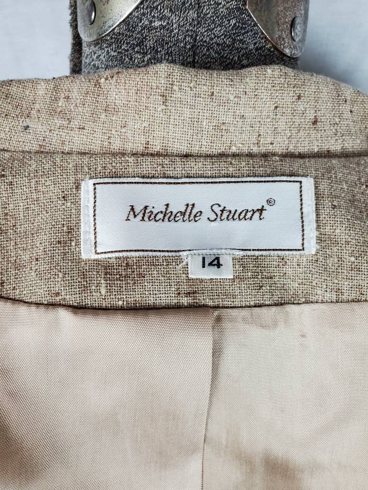 Vintage 80s / 90s Michelle Stuart Beige W/ Brown Flecks Linen - Etsy