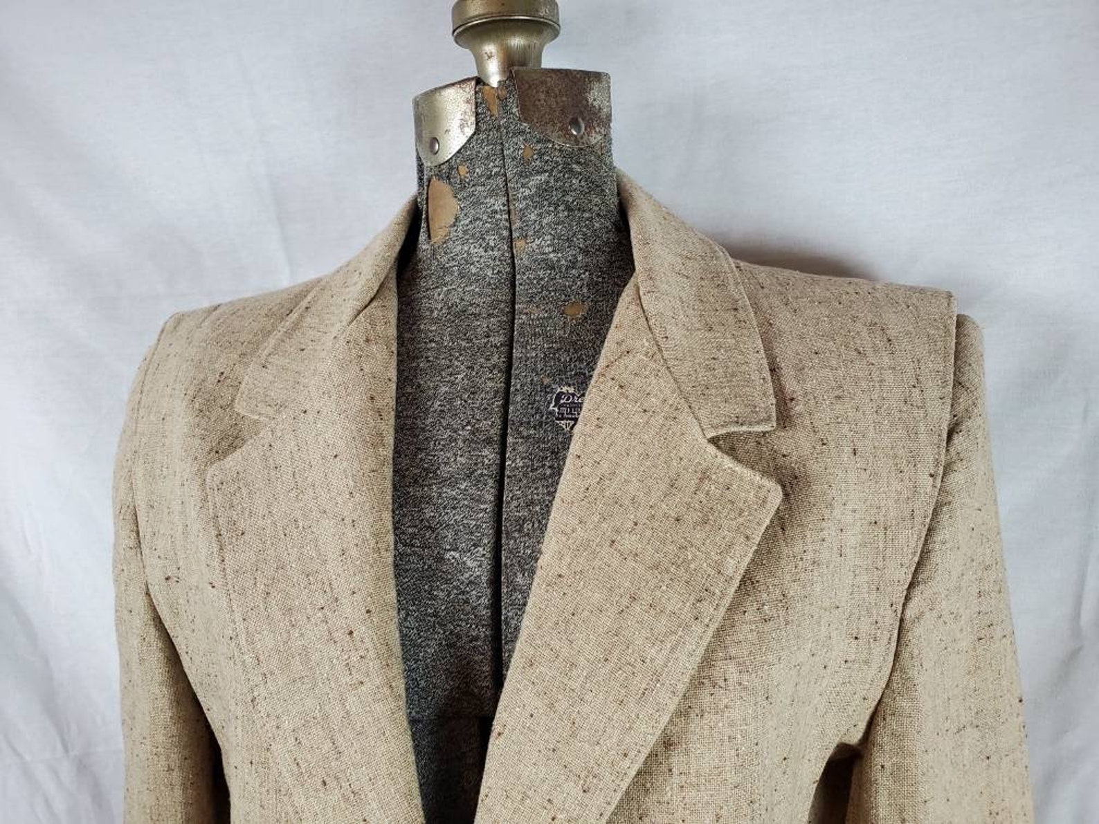 Vintage 80s / 90s Michelle Stuart Beige W/ Brown Flecks Linen - Etsy