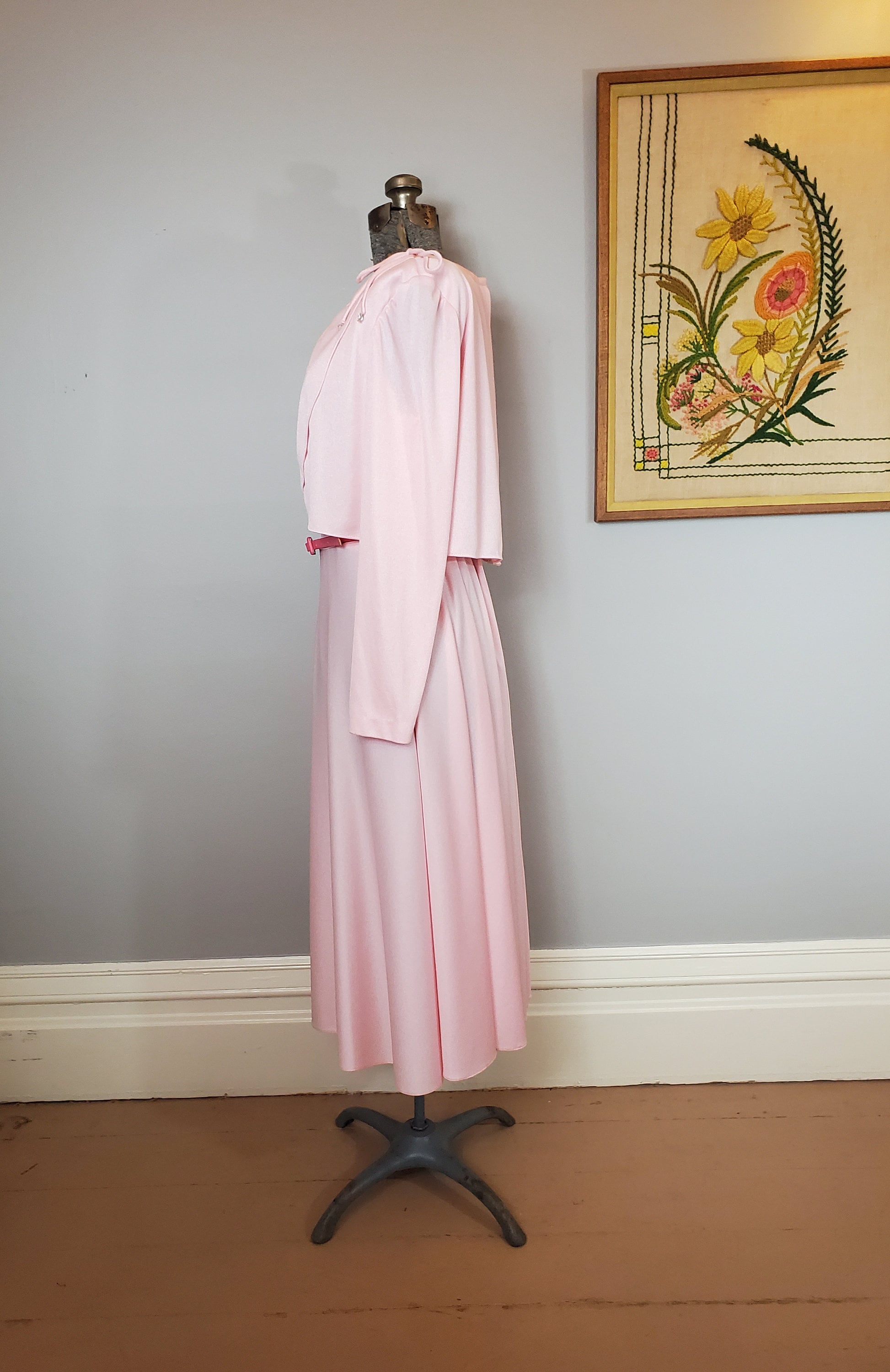 Vintage 80s Pink Flowy Dress W/ Overlapping Bodice Panels and ...