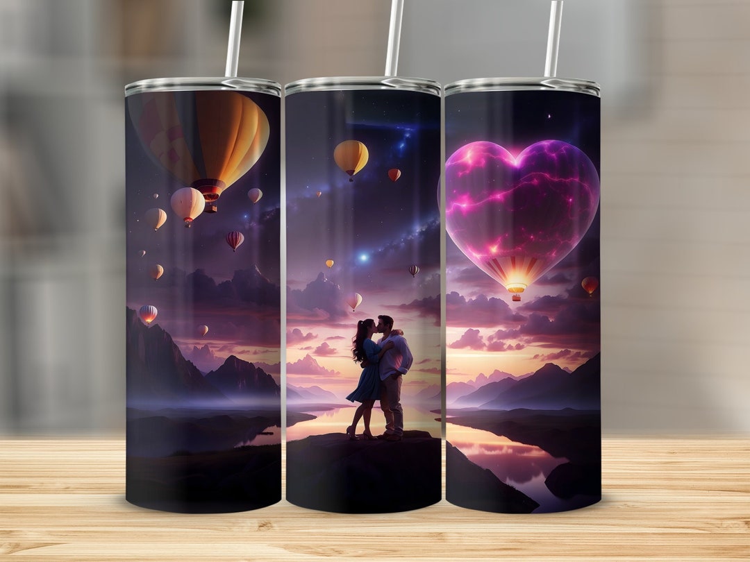 Romantic Hot Air Balloon Tumbler, Love-inspired Travel Cup, Heart ...