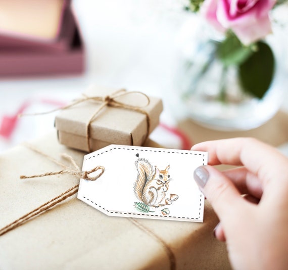 Cute Gift Tags Printable Illustrated With Squirrels 3 | Etsy