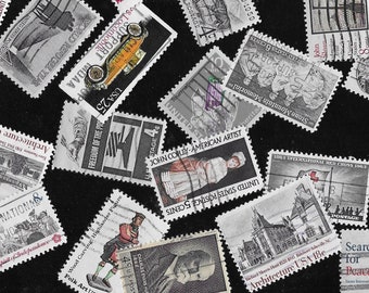 50 GRAY & BLACK Shades Vintage Cancelled World Postage Stamps for ...