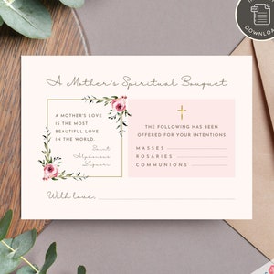 Printable Spiritual Bouquet Cards for Motherhood Catholic Prayer Cards ...