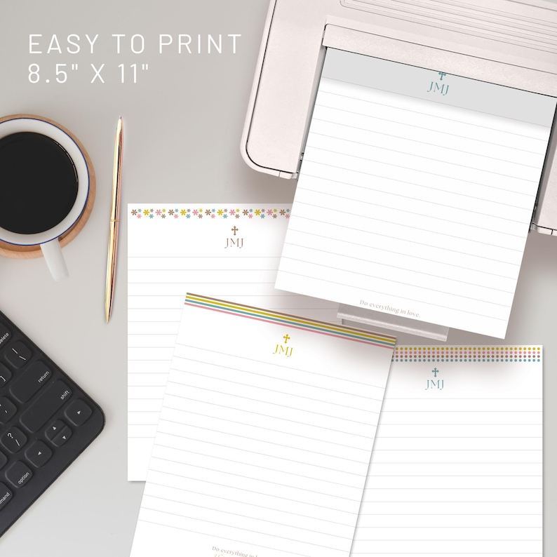 Printable Catholic Stationery: JMJ Lined Paper for Writing, Journaling ...