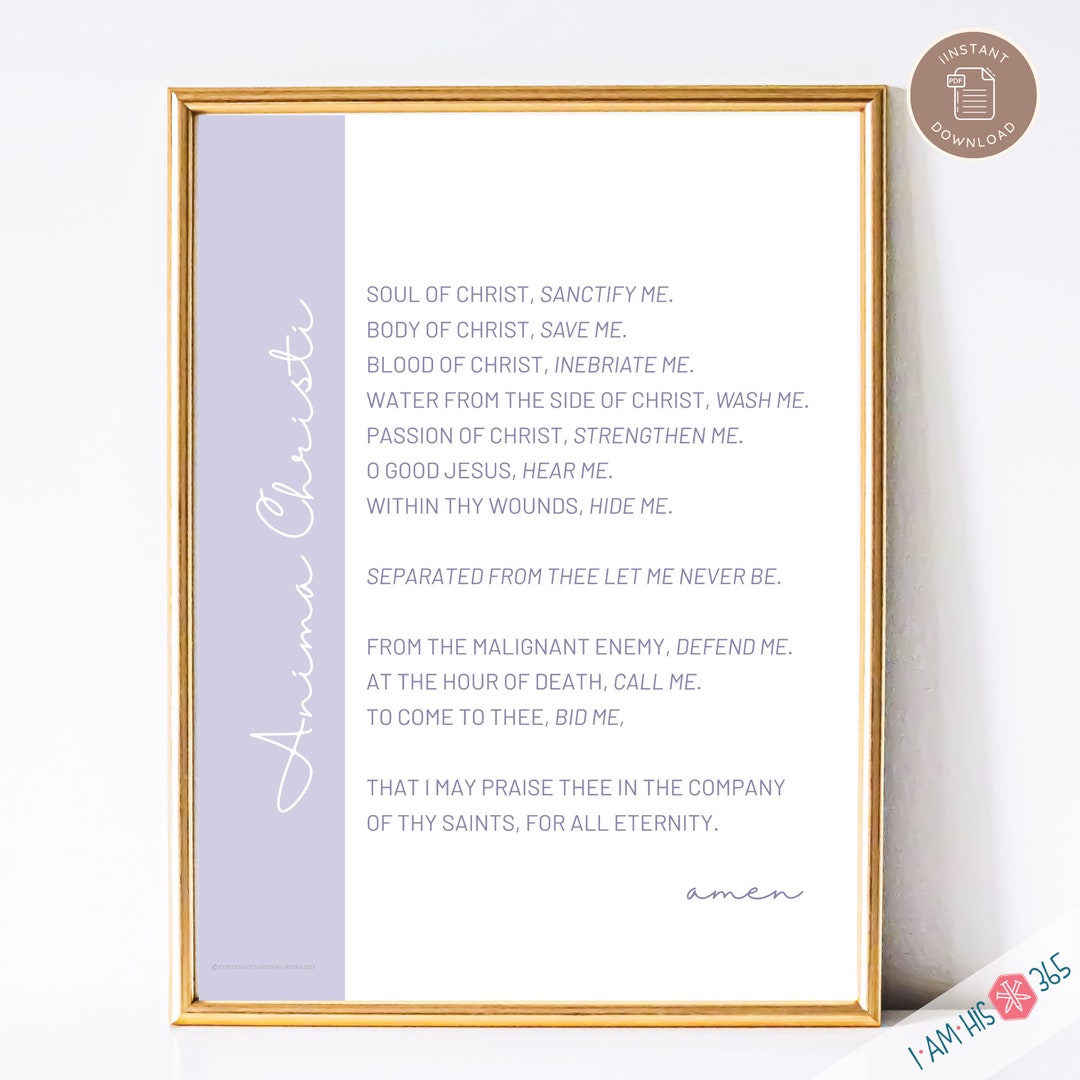 Anima Christi Prayer Print - Catholic Prayer Printable, Christian Print ...