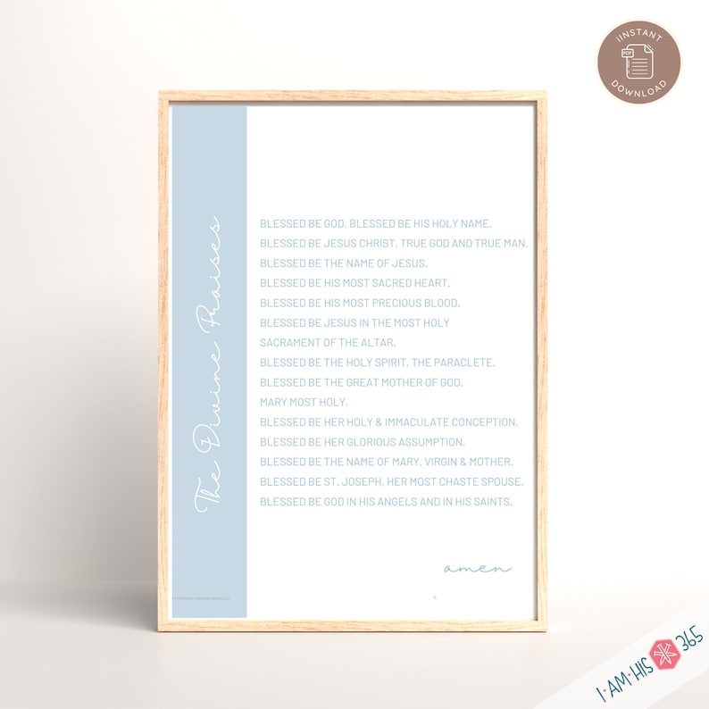 The Divine Praises Prayer Print - Catholic Prayer Printable, Christian ...