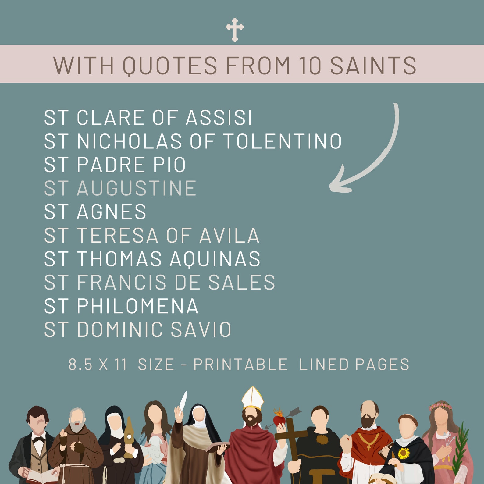 Printable Catholic Saints Stationery | Catholic Stationery | Lined ...