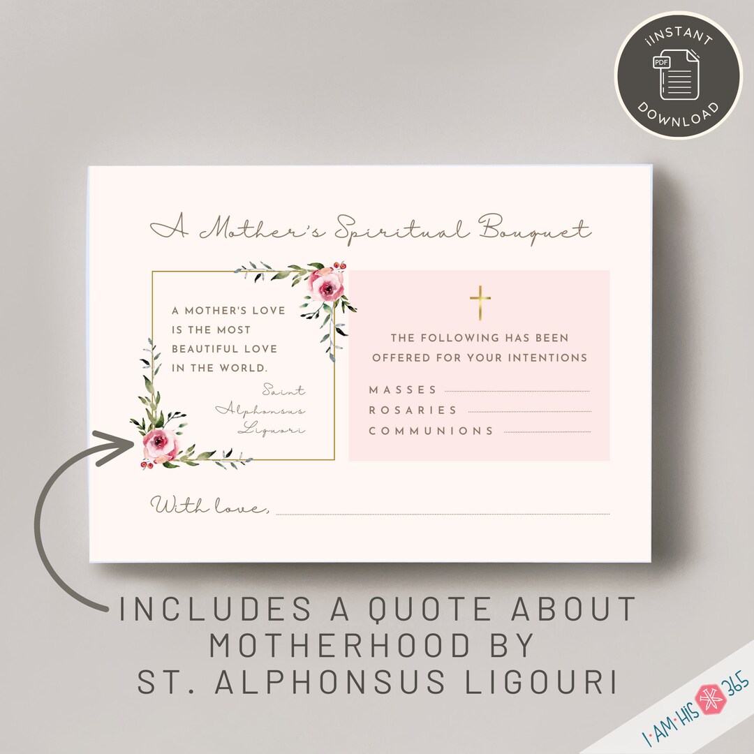 Printable Spiritual Bouquet Cards for Motherhood | Catholic Prayer ...