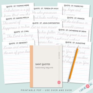 Catholic Cursive Worksheet Bundle for Catechism | Scripture | Saints ...