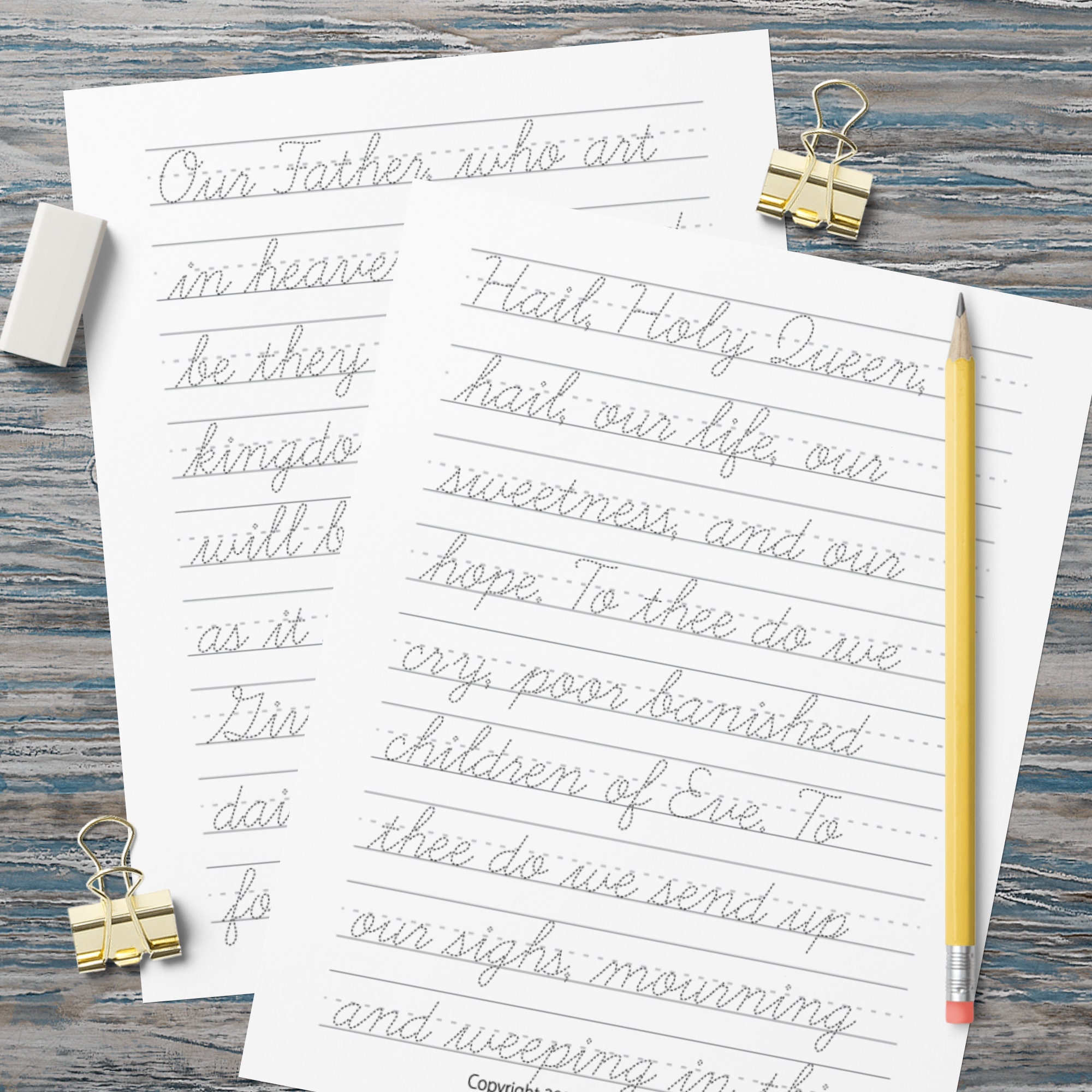 Catholic Cursive Worksheets For Memorizing 6 Basic Prayers Practicing Catholic Cursive Worksheets For Memorizing 6 Basic Prayers Practicing