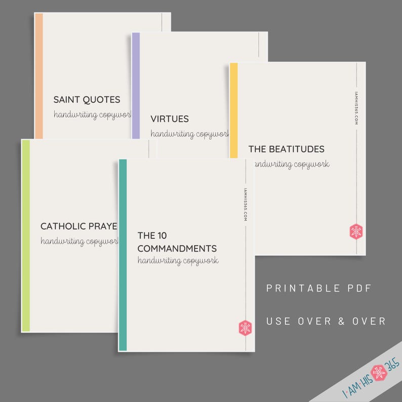 Catholic Cursive Handwriting Practice Bundle: Saints, Prayers (PDF) - Etsy