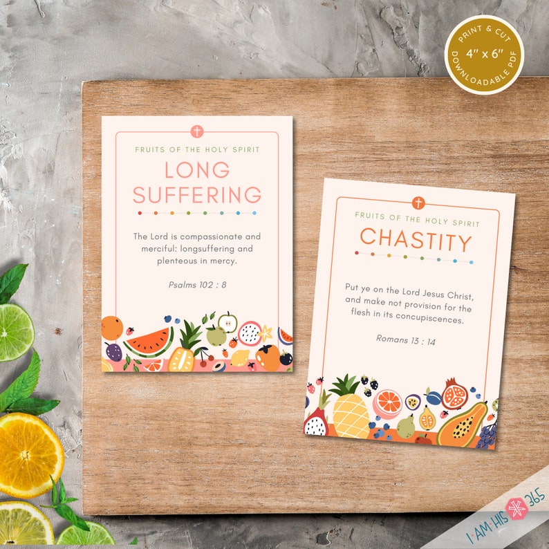 Fruits of the Holy Spirit Catechism Cards Bible Verse Virtue Cards ...