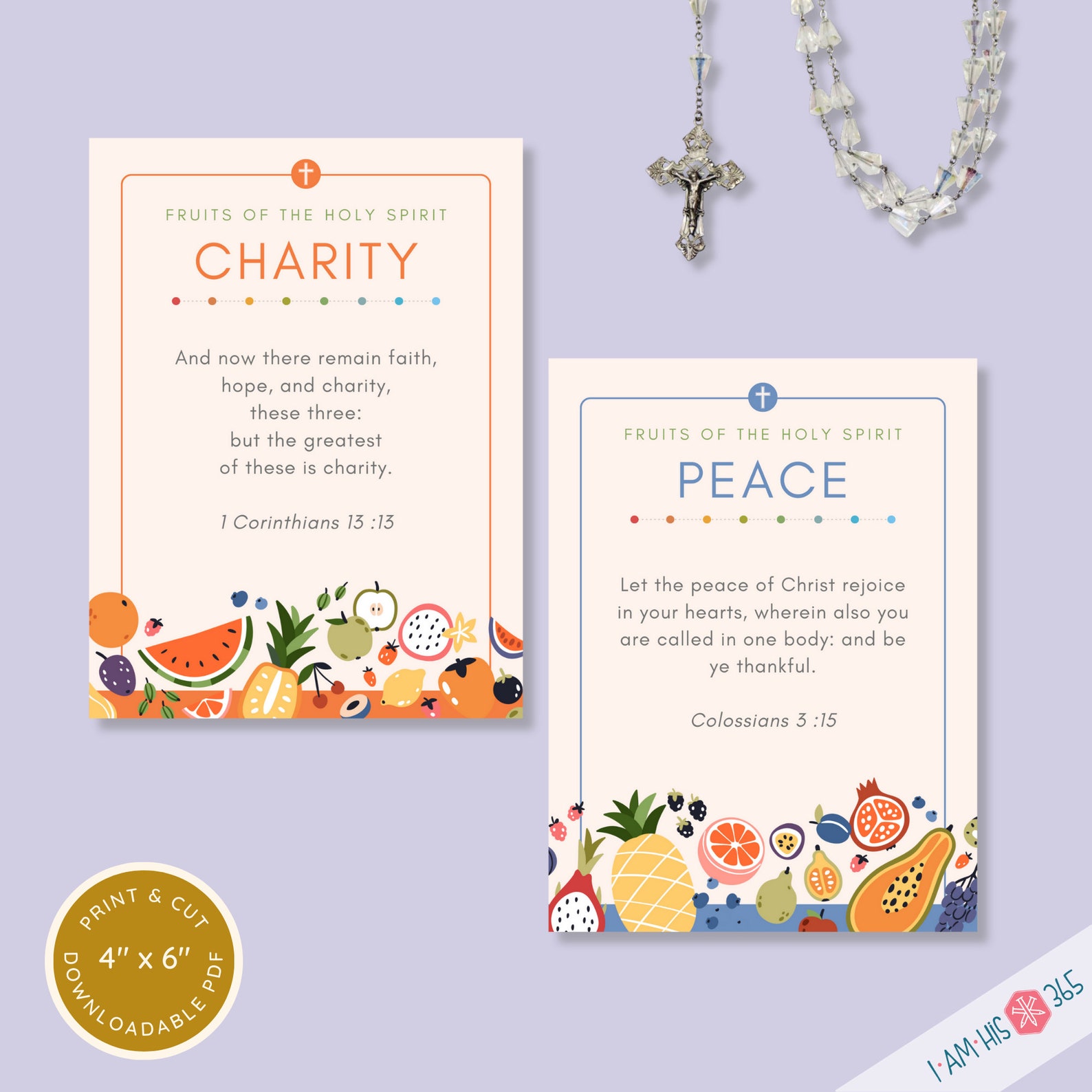 Fruits of the Holy Spirit Catechism Cards Bible Verse Virtue Cards ...