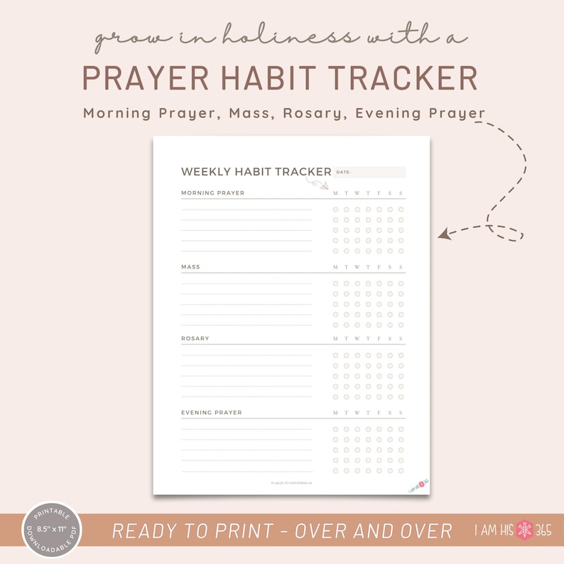 Catholic Spiritual Growth Tracker Printable PDF | Daily Prayer | 54 Day ...
