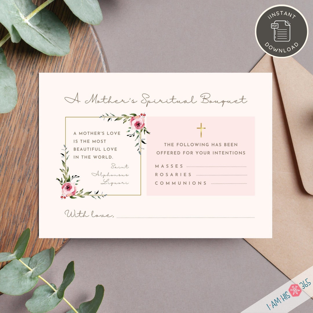 Printable Spiritual Bouquet Cards for Motherhood Set of 3 - Etsy