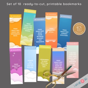 Printable Catholic Bookmarks: 10 Commandments Kids Catechism Activity ...