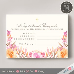 Printable Spiritual Bouquet Cards: Catholic Gift of Prayer (PDF) - Etsy