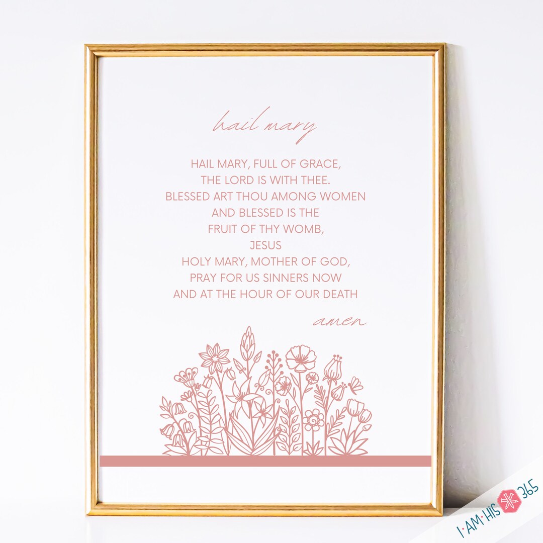 Hail Mary Prayer Print - Catholic Prayer Print, Printable Catholic ...