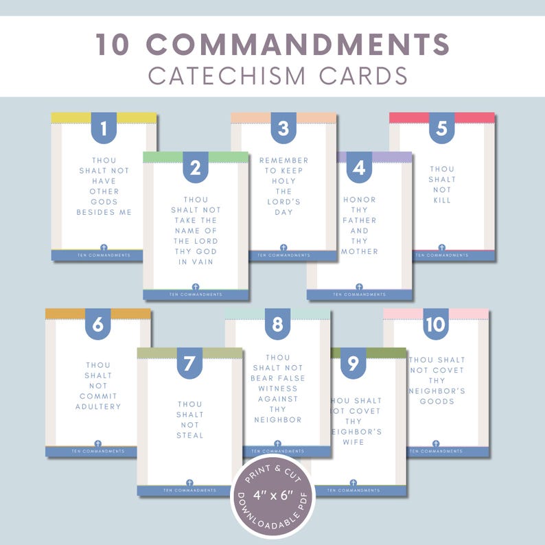10 Commandments Catholic Catechism Cards: Douay Rheims Bible (digital ...