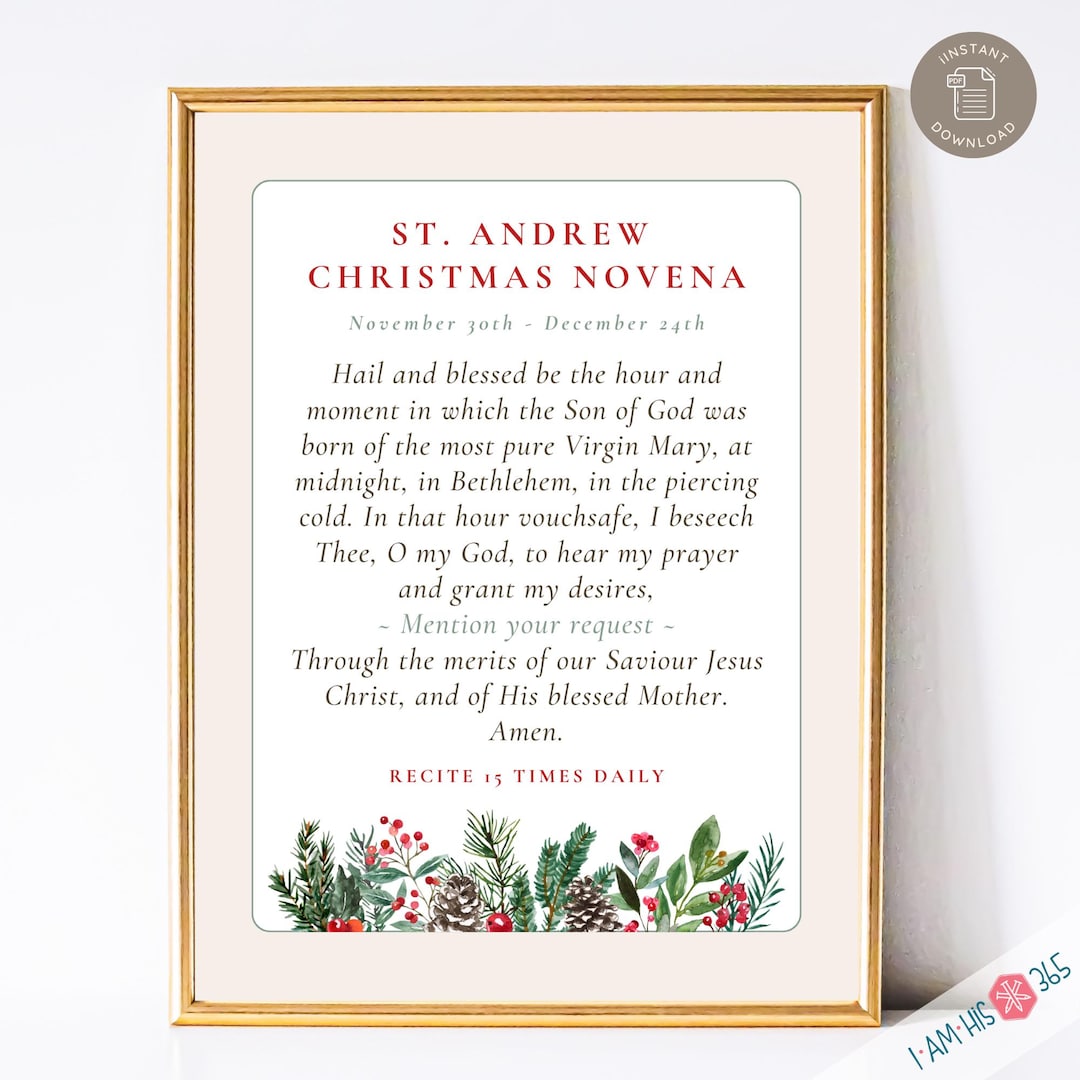 St Andrew Christmas Novena Advent Print and Bookmark Set, Quote Wall ...