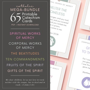 Printable Catechism Cards Catholic Mega-bundle 65 Works of Mercy 10 ...