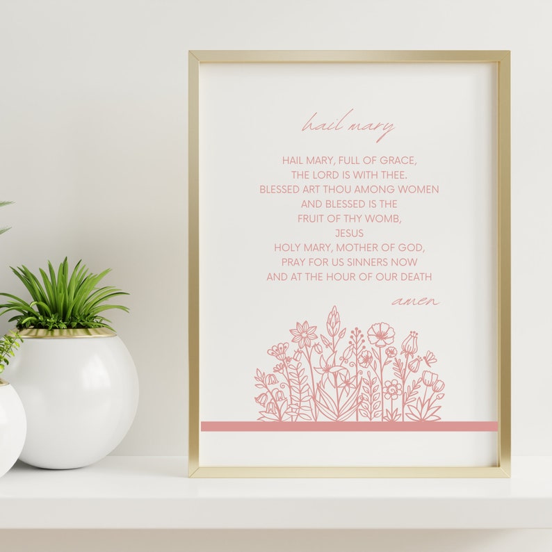 Hail Mary Prayer Print Catholic Prayer Print Printable - Etsy