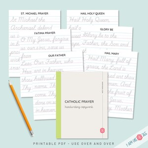 Catholic Cursive Worksheet Bundle for Catechism | Scripture | Saints ...