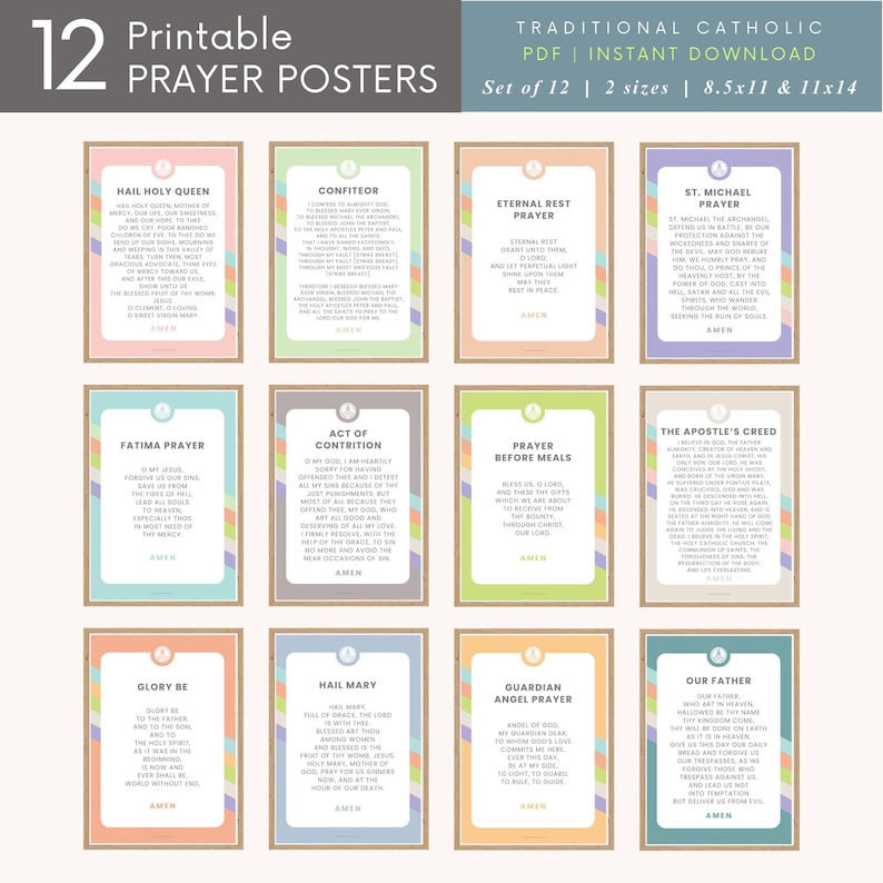 Catholic Homeschool Bundle : Printable Prayer Prints, Catechism Cards ...