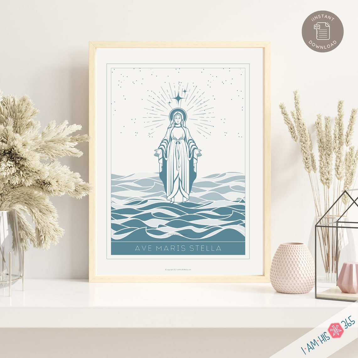 Star of the Sea Maris Stella Art Print, Hail Mary Print, Blessed Mother ...