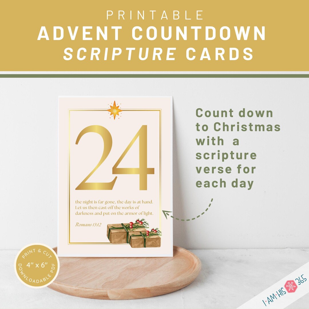Advent Scripture Countdown Cards - DIY Christian Bible Verse Advent ...