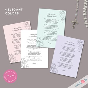 Blessed Mother Prayer Card Set: Catholic Poem Art (digital Download) - Etsy