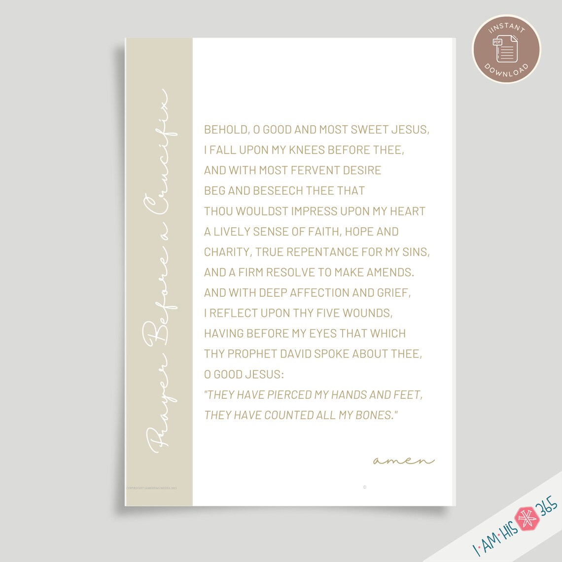 Prayer Before A Crucifix Prayer Print Catholic Prayer Printable ...