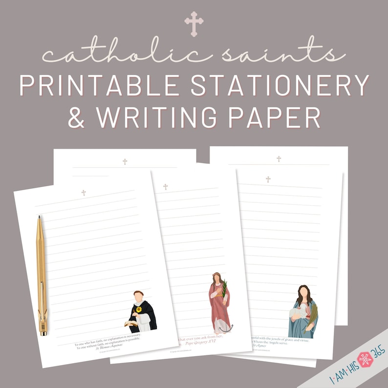 Printable Catholic Saints Stationery | Catholic Stationery | Lined ...