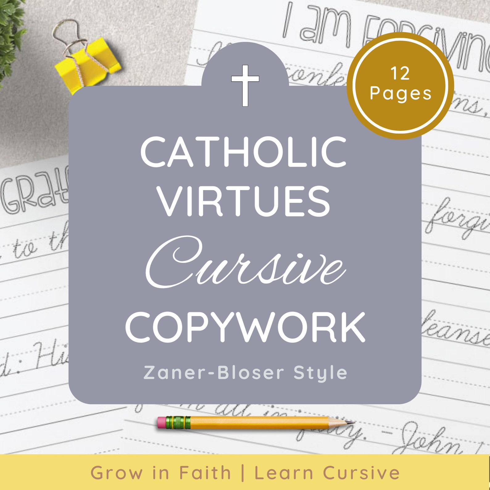 12 Christian Virtues Cursive Worksheets for Memorizing Scripture ...