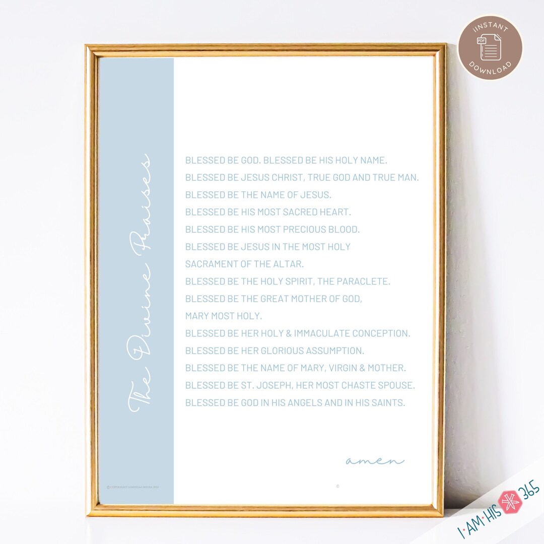 The Divine Praises Prayer Print - Catholic Prayer Printable, Christian ...