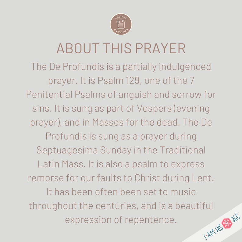 De Profundis Prayer Print: Catholic Christian Wall Art (PDF Download ...