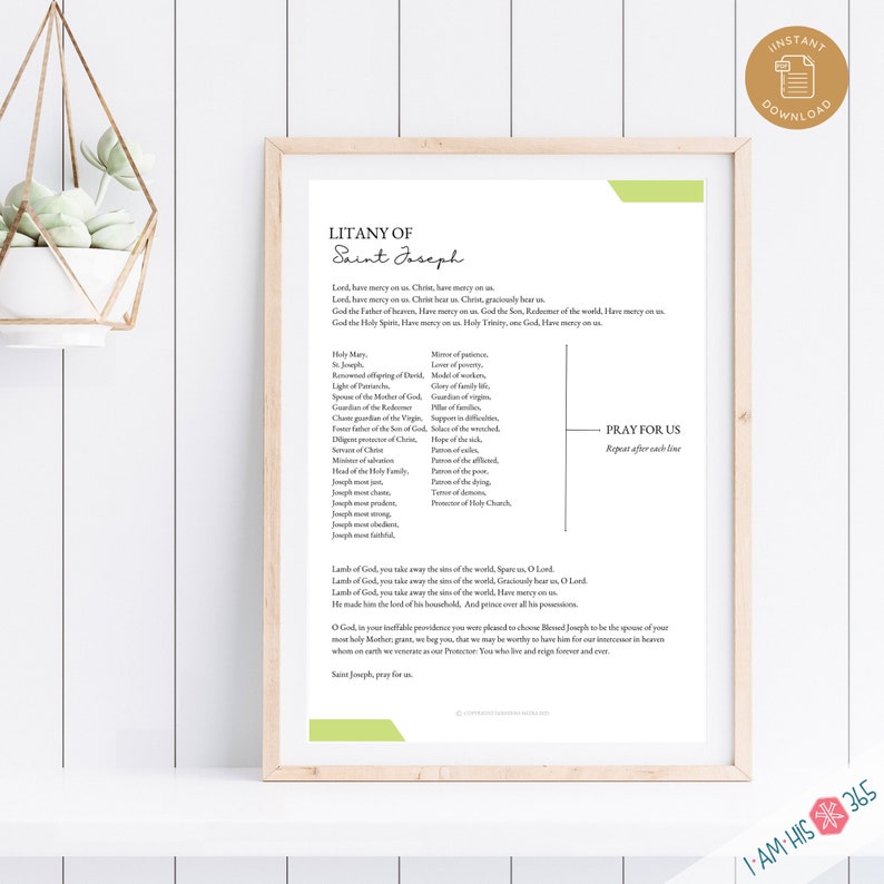Litany of St Joseph Prayer Printable: Catholic Homeschool Art (digital ...