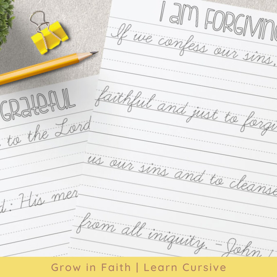 12 Christian Virtues Cursive Worksheets for Memorizing Scripture ...